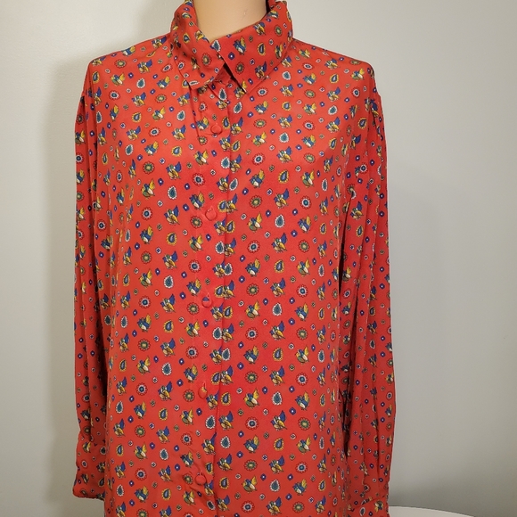 Chaus | Tops | Vintage Chaus Woman Red Button Up Blouse | Poshmark